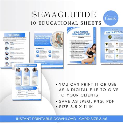 Semaglutide Educational Sheet Template Semaglutide Canva Posts Weight