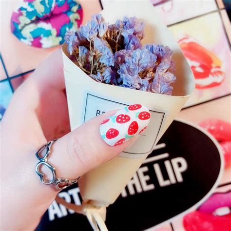 24pcs False Nails Net Cute Red Strawberry Finished Grandado