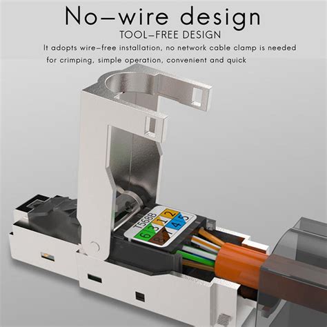 8pcs Tool Free Shielded Rj45 Cat 7 Termination Plug Cat7 Plug Cat7 Connector Connectors