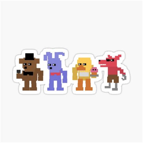 Fnaf 8 Bit Sticker For Sale By Coloredwaxstx Redbubble