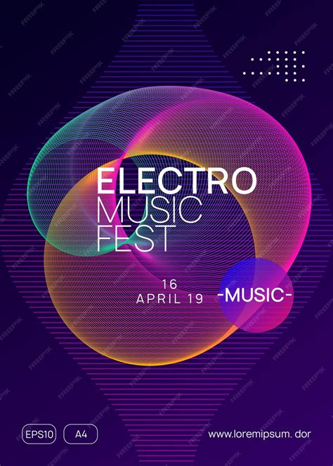 Dj 플라이어 트렌디한 쇼 초대 개념입니다 동적 그라디언트 모양과 선입니다 네온 Dj 플라이어 일렉트로 댄스 음악 일렉트로닉 사운드 이벤트 클럽 페스트 포스터