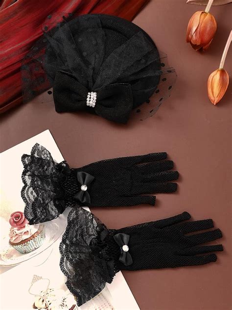 Funeral Veil Hat 27 Piece Black Fascinator Set S With Gloves