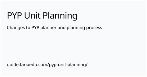 Changes To PYP Planner And Planning Process PYP Unit Planning