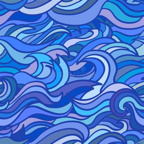 Vector Seamless Abstract Pattern With Sea Waves Stock Vector Illustration Of Ocean Curve
