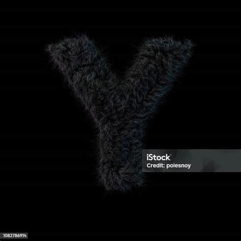 대문자 솜 털과 모피 블랙 폰트입니다 편지 Y 3d 3차원 형태에 대한 스톡 사진 및 기타 이미지 3차원 형태 개념 검은색 Istock