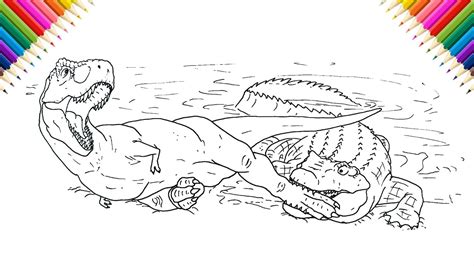 T Rex Vs Deinosuchus How To Draw Dinosaurs Battle Youtube