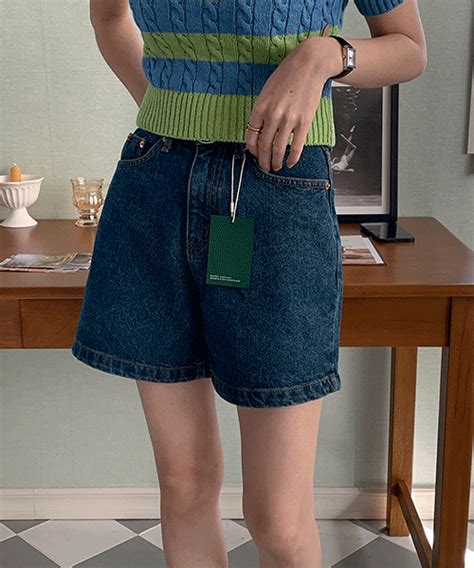 어나더포인트 [당일발송]리버 3부 진청 데님 숏팬츠