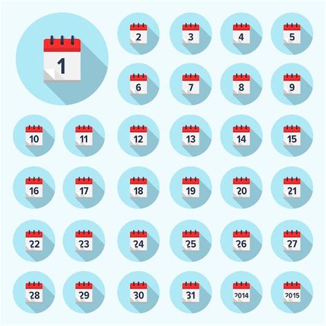 Premium Vector Flat Web Calendar Icons Set