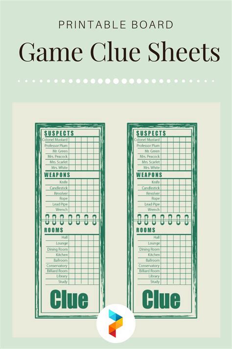 Free Printable Cluedo Sheets