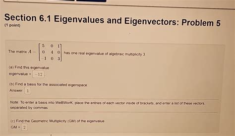 Solved Section 6 1 Eigenvalues And Eigenvectors Problem 5 Chegg Com