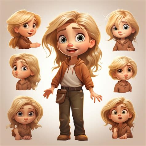 Premium Vector Blonde Haired Girl 6 Years Short Cartoon Style Character C