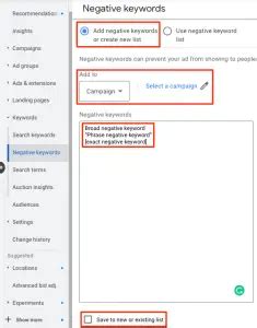 How To Add Negative Keywords In Google Ads Exclude Terms