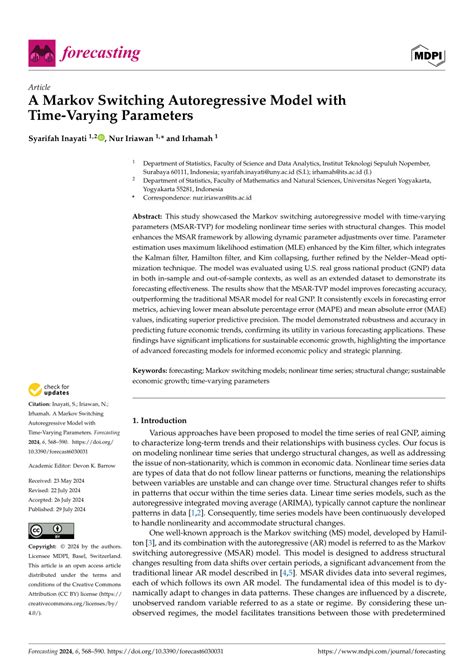 pdf a markov switching autoregressive model with time varying parameters
