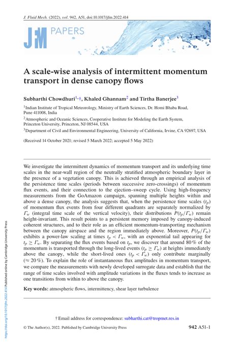 Pdf A Scale Wise Analysis Of Intermittent Momentum Transport In Dense