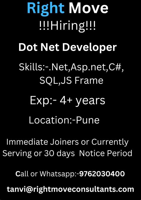 dotnetdeveloper dotnet sql jsframe hiringnow tanvi p