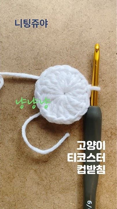 Crochet 코바늘 Crocheting 손뜨개 코바늘기초 취미 티코스터컵받침한길긴뜨기고양이고양이티코스터