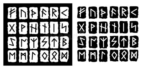 Altes Futhark Runenalphabet Mit Namen Und Definitionen Vektor Abbildung