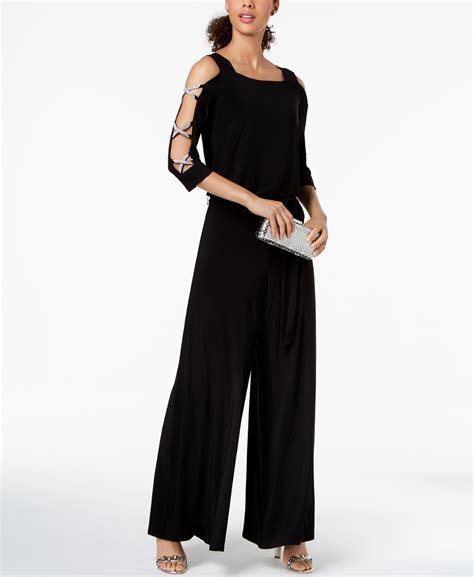 Msk Bling Sleeve Wide Leg Jumpsuit Macys Embellished Jumpsuit