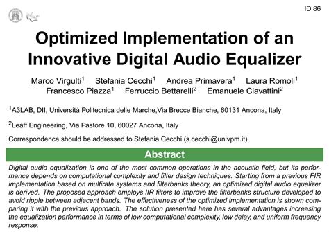 Optimized Implementation Of An Innovative Digital Audio Equalizer Ppt