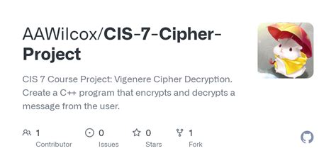Github Aawilcoxcis 7 Cipher Project Cis 7 Course Project Vigenere Cipher Decryption Create