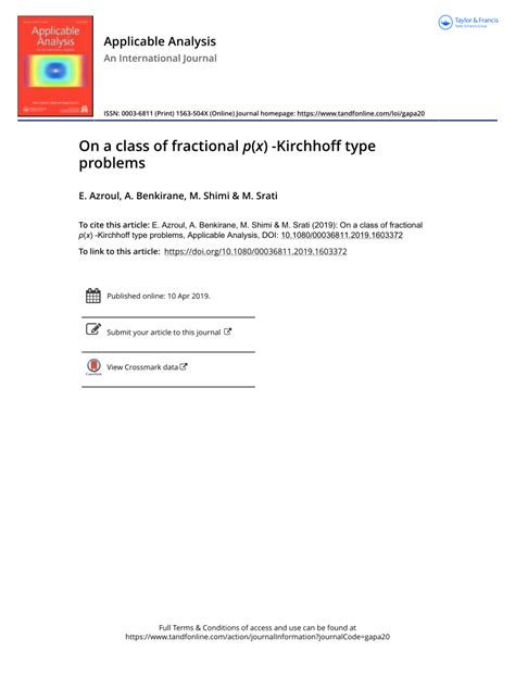 Pdf On A Class Of Fractional Px Kirchhoff Type Problems