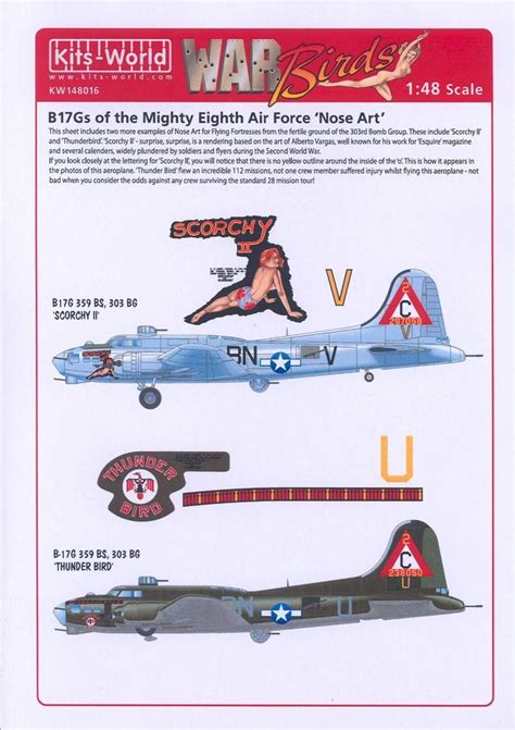 Kits World Decals 1 48 B 17g Flying Fortress Nose Art Scorchy Ii Amp