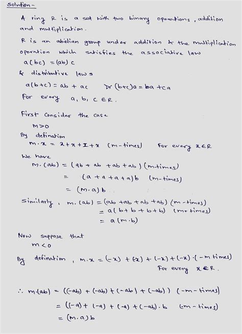 [solved] let a and b belong to a ring r and let m be an integer prove that course hero