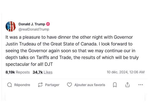 « Trudeau Gouverneur Du Canada « Blague Trump