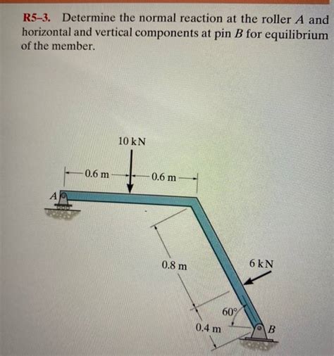 Solved R5 3 Determine The Normal Reaction At The Roller A And Horizontal 1 Answer