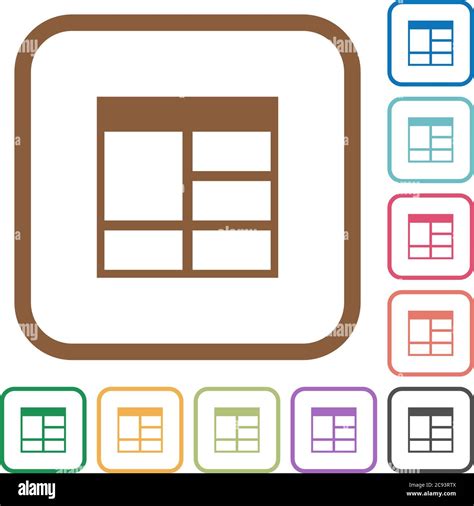 Spreadsheet Vertically Merge Table Cells Simple Icons In Color Rounded Square Frames On White