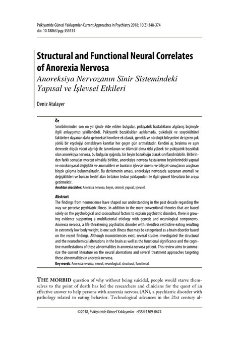 Pdf Structural And Functional Neural Correlates Of Anorexia Nervosa