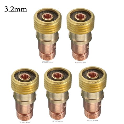 5pcs Brass Collets Body Stubby Gas Lens Connector With Mesh For Tig Wp 17 18 26