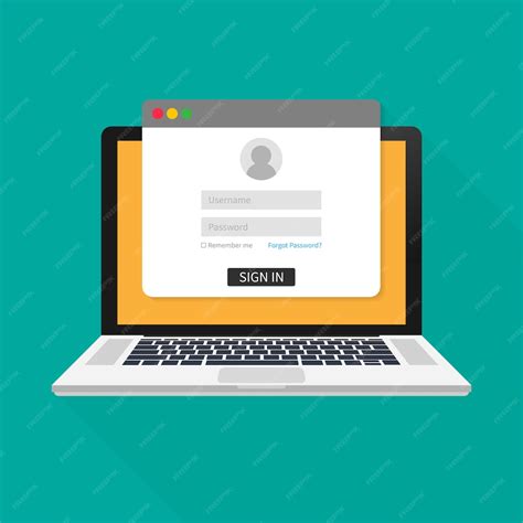 Premium Vector Login Page On Laptop Screen Notebook And Online Login Form Sign In Page User