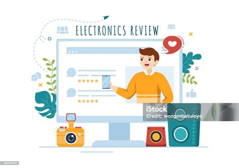 고객 평가 서비스 또는 응용 프로그램의 품질과 전자 검토 및 평면 만화 손으로 그린 템플릿 그림에 피드백 제공 고객에 대한 스톡 벡터 아트 및 기타 이미지 Istock