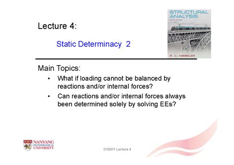 Cv2011 L4 Static Determinacy 2021 Lecture 4 Static Determinacy 2