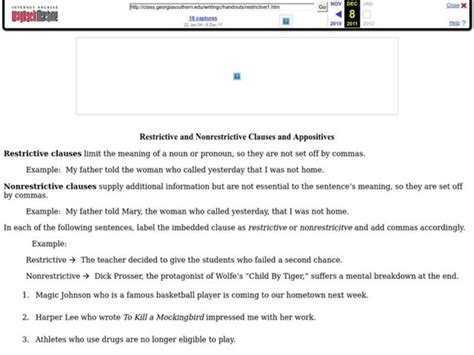 Restrictive And Nonrestrictive Clauses And Appositives Worksheet For 9th 11th Grade Lesson
