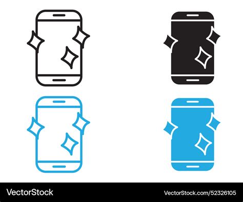 Clean Phone Glass Icon Black And White Outline Vector Image