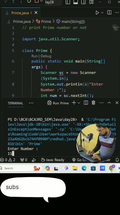 Prime Number Java Coding Shortcode Shortvideo Shorts Shot Programming 1million