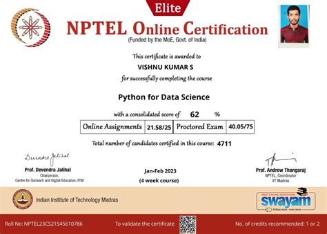 Vishnu Kumar S On Linkedin Nptel Python For Data Science