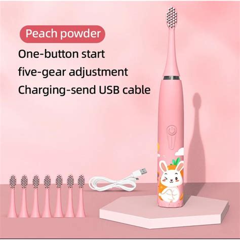 Звукова акумулаторна електрическа четка за зъби за деца 6 глави за четки меки четки Dupont 4