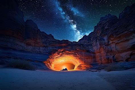自然风光ai数字艺术 星空自然风光夜景巨大洞穴入口星空岩石峭壁商业照片 Ai图片免费下载png格式4032像素编号71313937 千图网