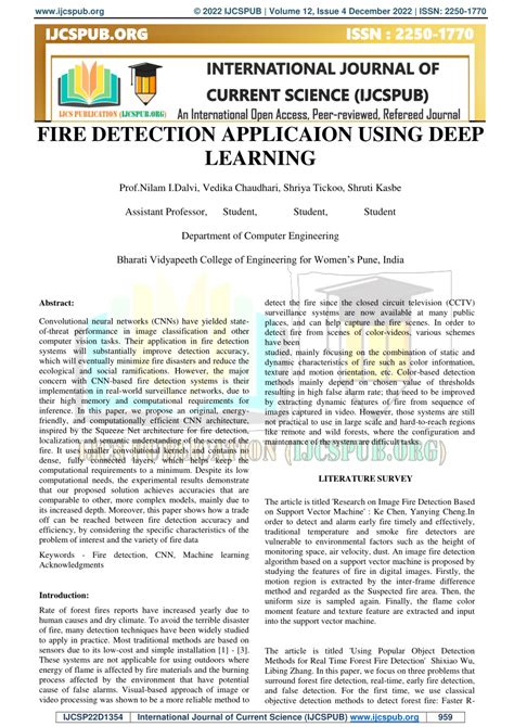 Pdf Fire Detection Applicaion Using Deep Learning