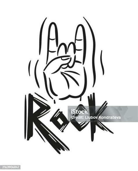 뿔 기호 멋진 손 제스처 염소 벡터 하드 록 일러스트 레이 션 비공식적 인 하위 문화 괴물 그런지 레터링 스케치 드로잉 헤비메탈