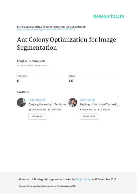 Pdf Ant Colony Optimization For Image Segmentation
