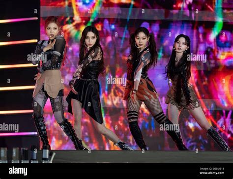 26 June 2021 Seoul South Korea K Pop Girl Group Aespa Performs On