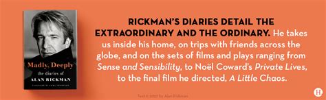 Madly Deeply The Diaries Of Alan Rickman Rickman Alan Horton Rima Thompson Emma