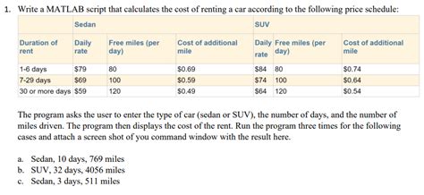 1 Write A Matlab Script That Calculates The Cost Of