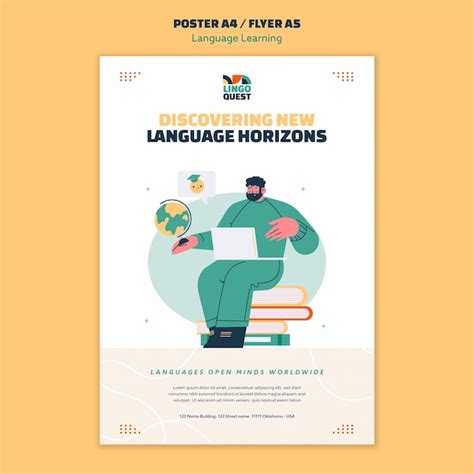 Free Psd Hand Drawn Language Learning Poster Template