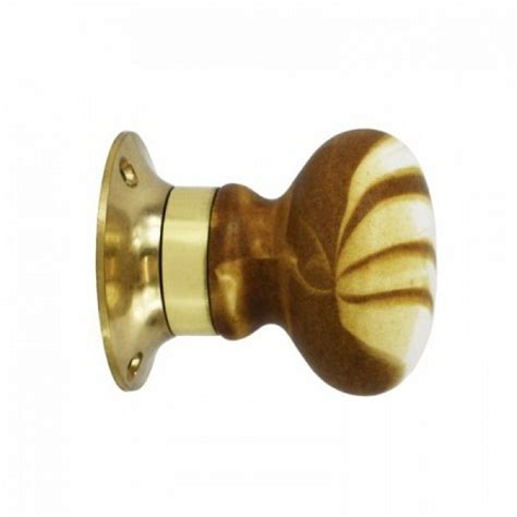 Stone Effect Polished Brass Door Knobs Black Country Metalworks