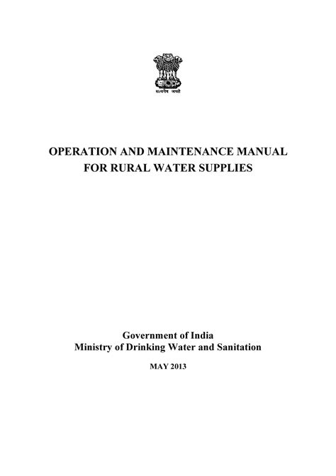Ohsr Tank Scheme 2026 Operation And Maintenance Manual For Rural